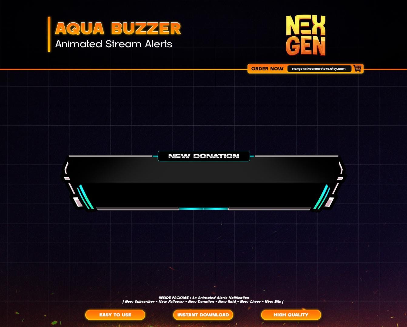 Aqua Buzzer Animated Stream Alerts Notification for Twitch, Youtube ...
