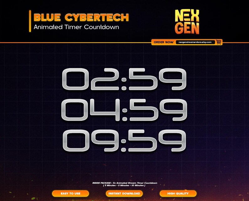 Blue Cybertech Animated Stream Timers Countdown | Twitch, Youtube ...