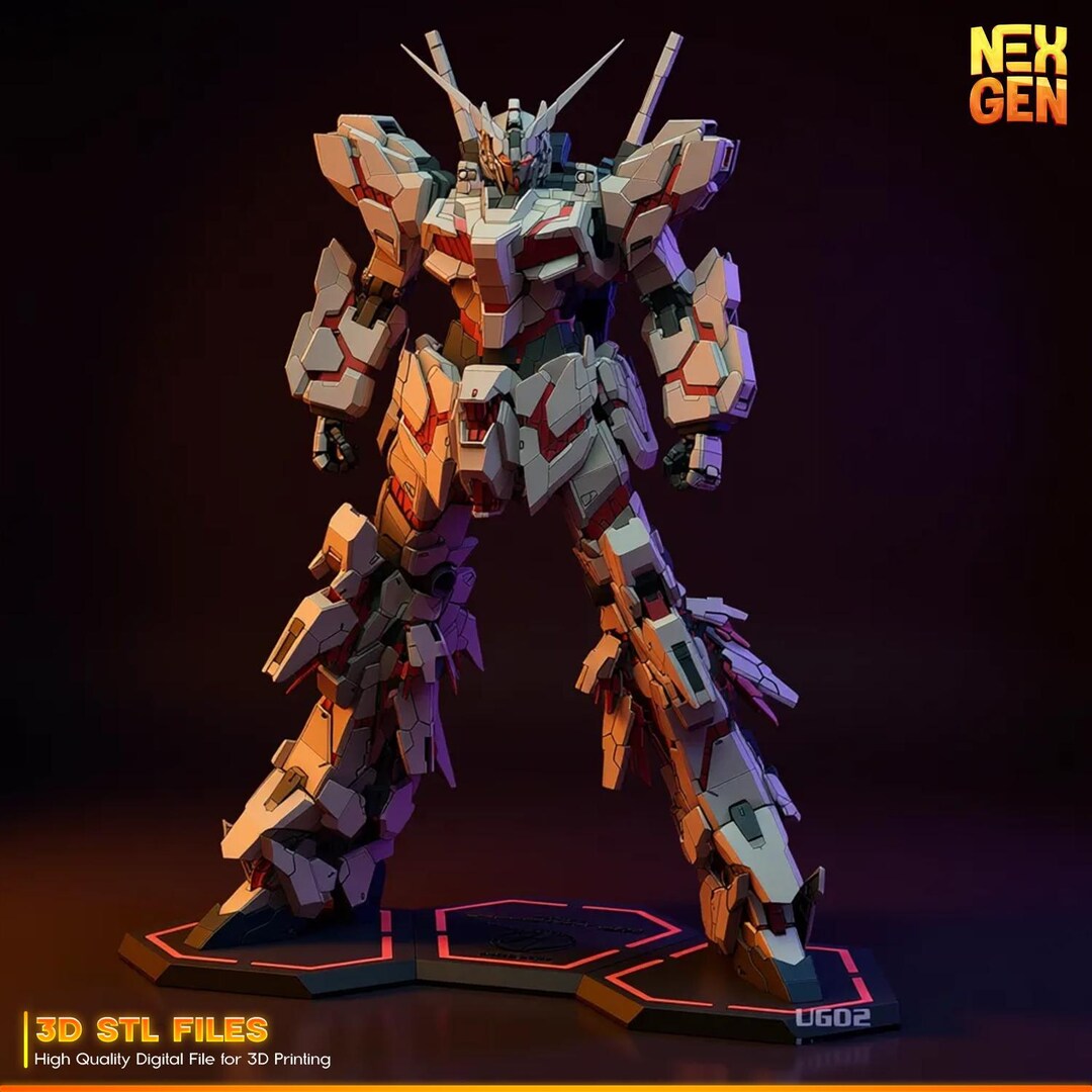 Unicorn Gundam STL Statue | 1/100 Scale | White Armored Mecha | 3D Print File Model - Etsy