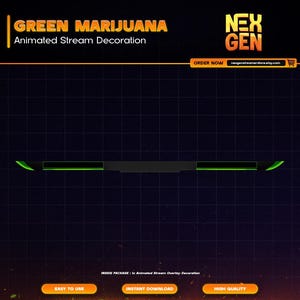 Green Marijuana Animated Overlay Label Bar Decoration for Stream Twitch ...