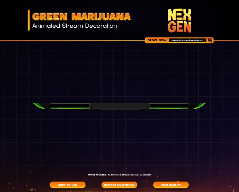 Green Marijuana Animated Overlay Label Bar Decoration for Stream ...