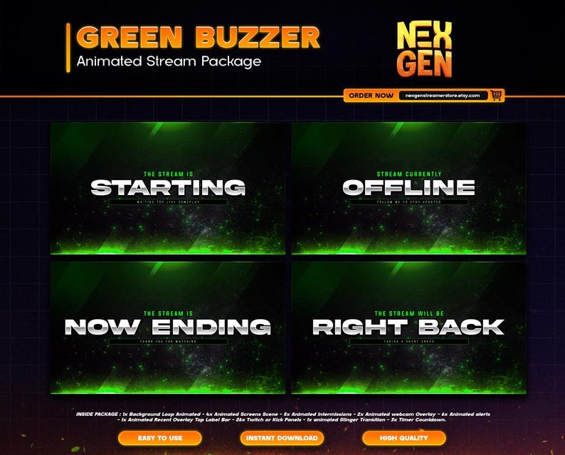 Green Buzzer Stream Package – Animated Overlays, Alerts, Webcam ...