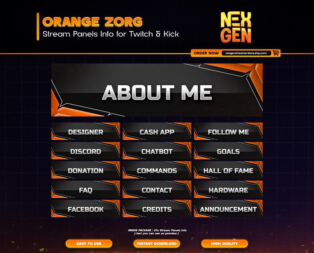 Orange Zorg Animated Webcam Overlay for Stream | Twitch, Youtube & Kick ...