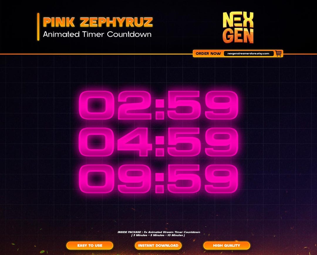 Pink Zephyruz Animated Stream Timers Countdown | Twitch, Youtube & Kick ...