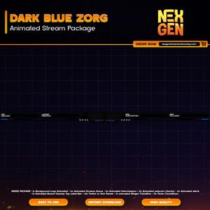 Dark Blue Zorg Animated Stream Package – Overlays, Alerts, Webcam ...