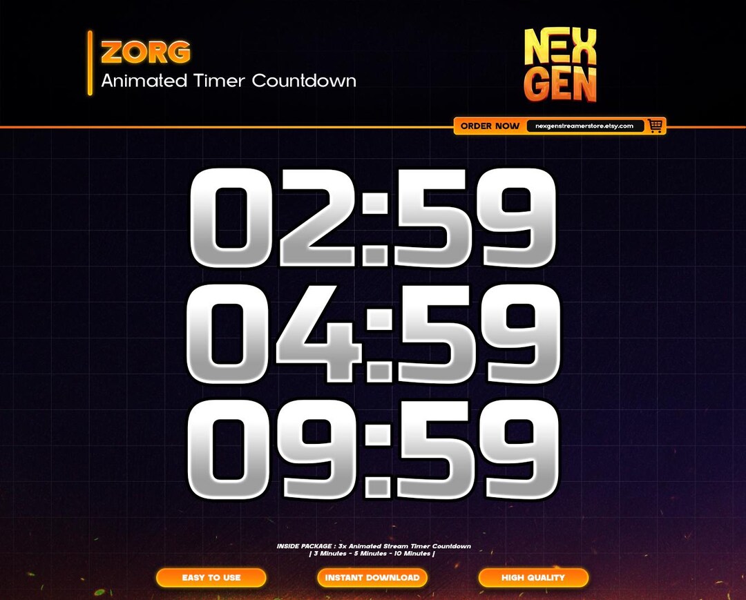 Orange Zorg Animated Stream Timers Countdown | Twitch, Youtube & Kick ...