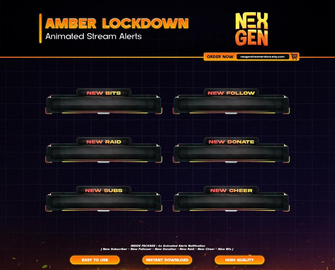 Amber Lockdown Animated Stream Alerts Notification for Twitch, Youtube ...