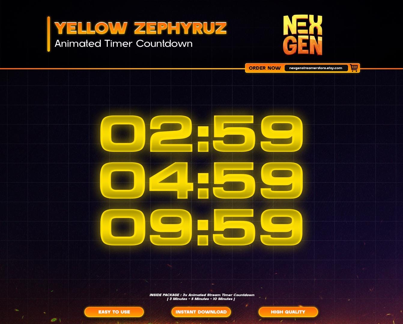 Yellow Zephyruz Animated Stream Timers Countdown | Twitch, Youtube ...