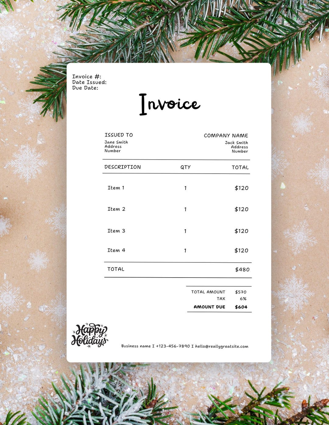 Holiday Invoice Template Invoice Invoice Template PDF Holidays ...