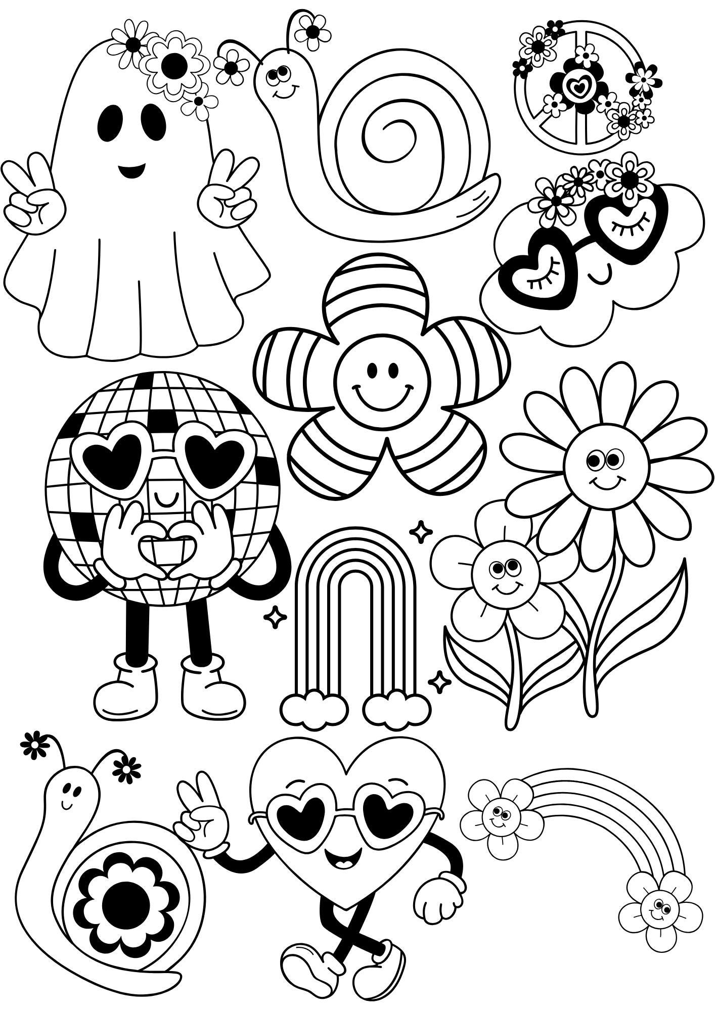 Groovy Coloring Book Digital Coloring Book for Chill Vibes Coloring ...