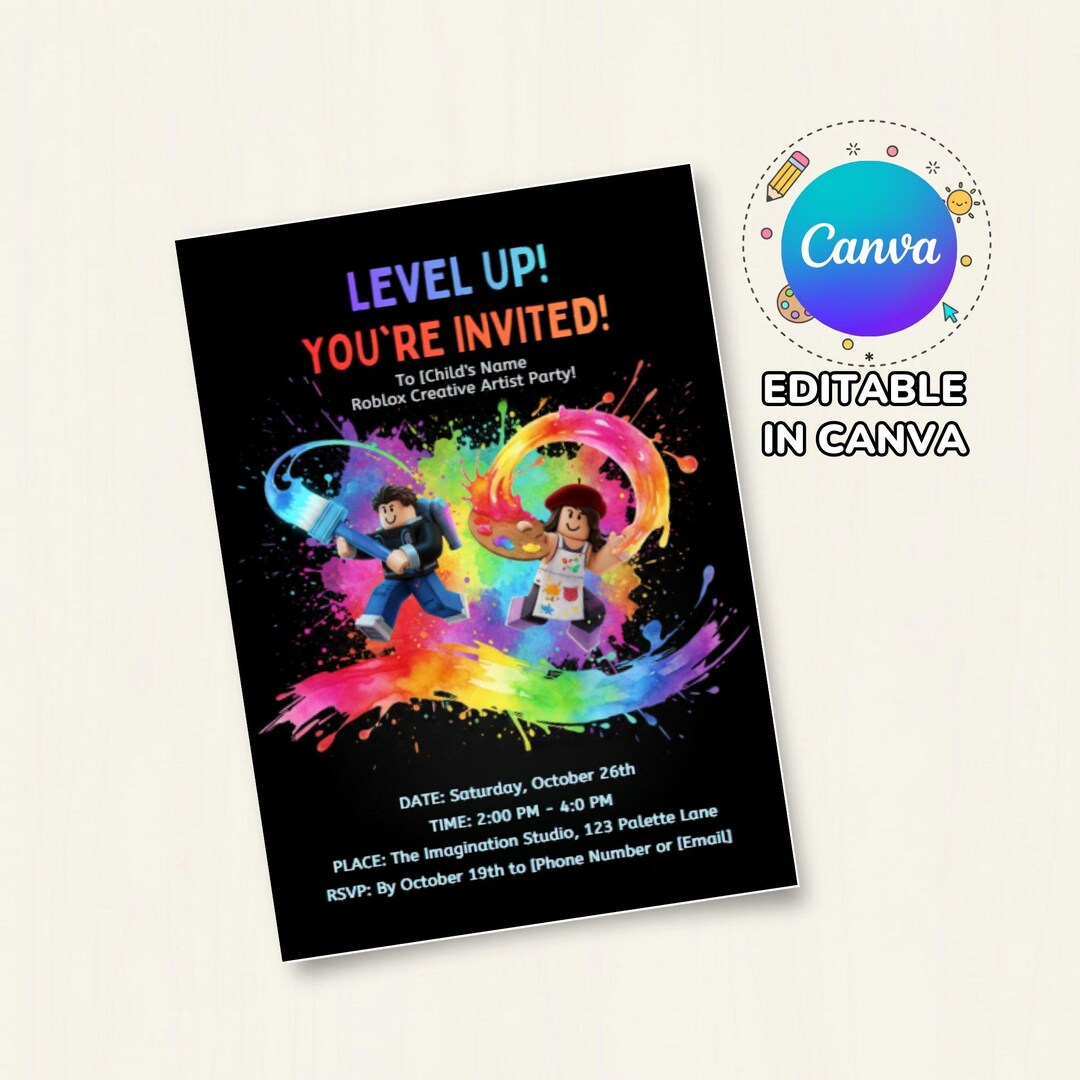 Editable Block Builder Game Party Birthday Party Invitation, Artist ...