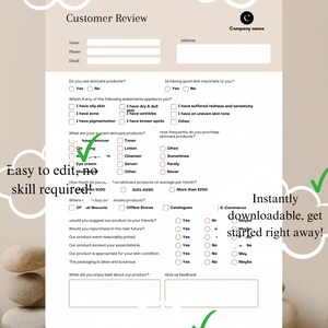 Digital, Fully Editable Minimalist Simple Skincare Product Survey Form ...