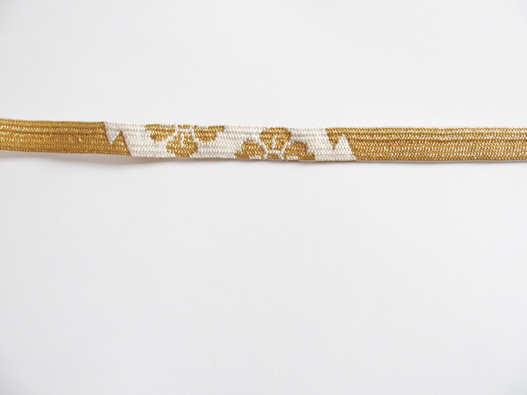 Obijime With Inverted Floral Design Gold White Kimono Belt Cord - Etsy