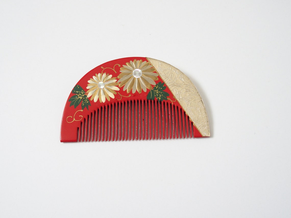 Japanese Kushi Kanzashi Red With Flower Design Traditional | Etsy