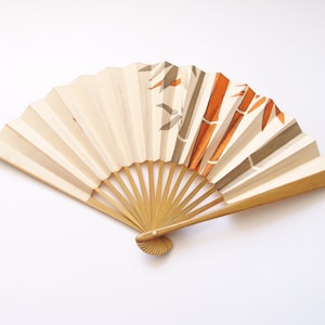 Small Sensu Folding Fan With Bamboo Design on White Ground Free ...