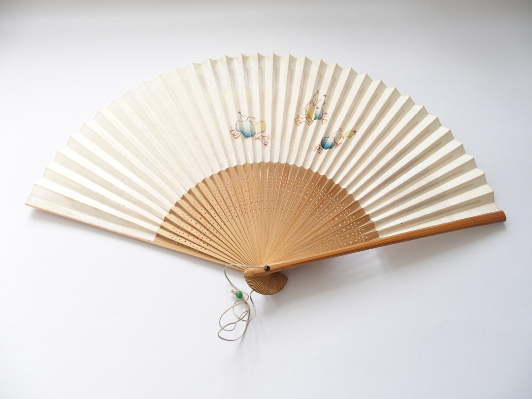 Japanese Sensu Folding Fan With Japanese Design Elements on White ...