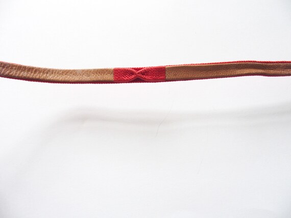Red Obijime With A Leather Style Front Japanese Obi B… - Gem