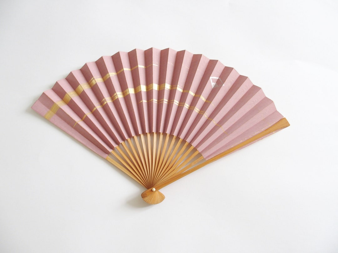 Vintage Sensu Folding Fan Purple With Gold + Silver Design - Etsy