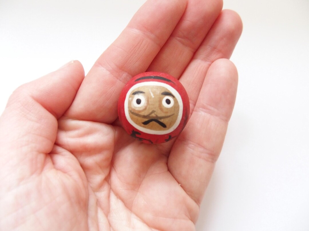 Japanese Figurine Round Red Head Daruma Made From Wood - Etsy