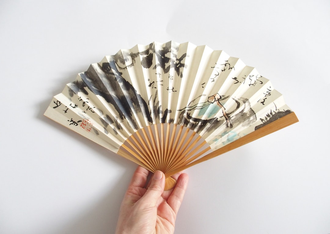 Folding Fan With Bold Abstract Japanese Design - Etsy