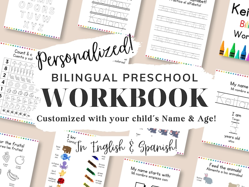 Cuaderno de trabajo bilingüe para preescolar, cuaderno de trabajo ...