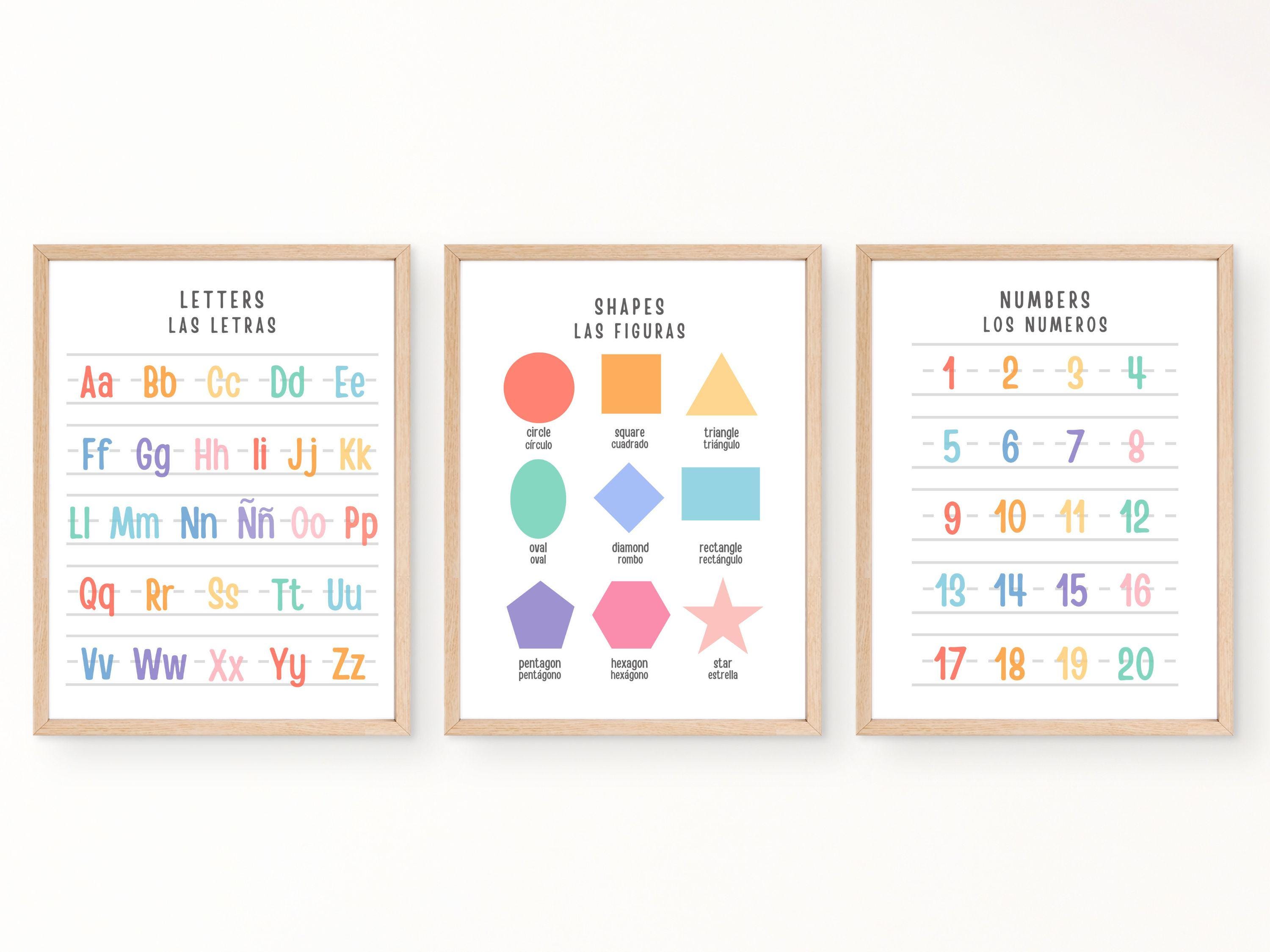 Bilingual Educational Posters, English and Spanish, Toddler Bedroom ...