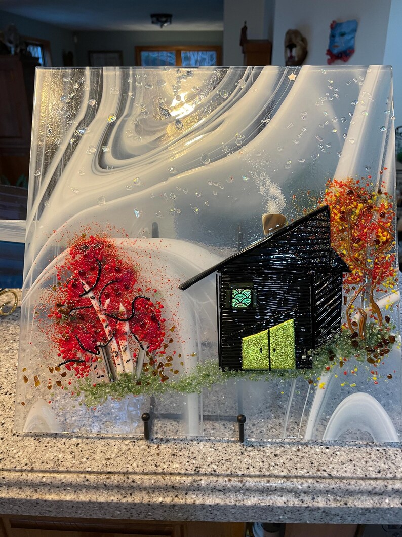 Fused Glass Art Landscapes Ships Scenes of Seasons Flowers Underwater ...