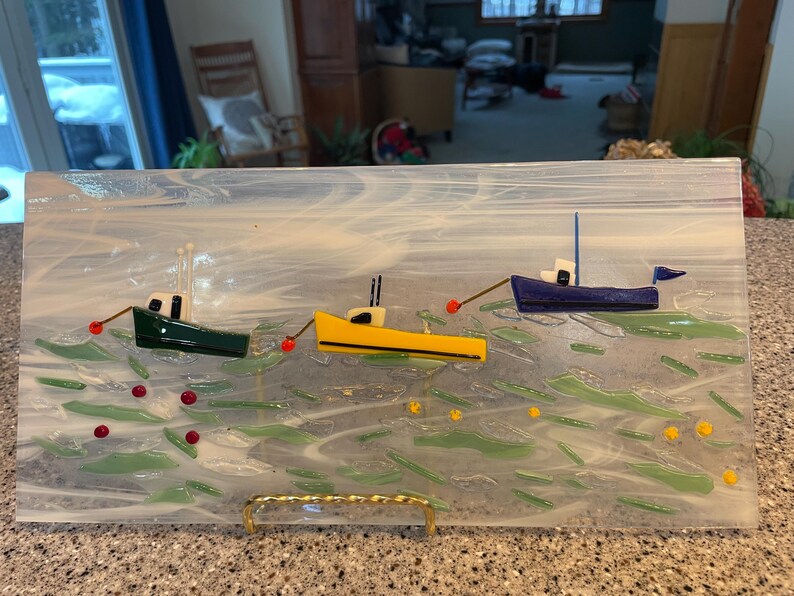 Fused Glass Art Landscapes Ships Scenes of Seasons Flowers Underwater ...