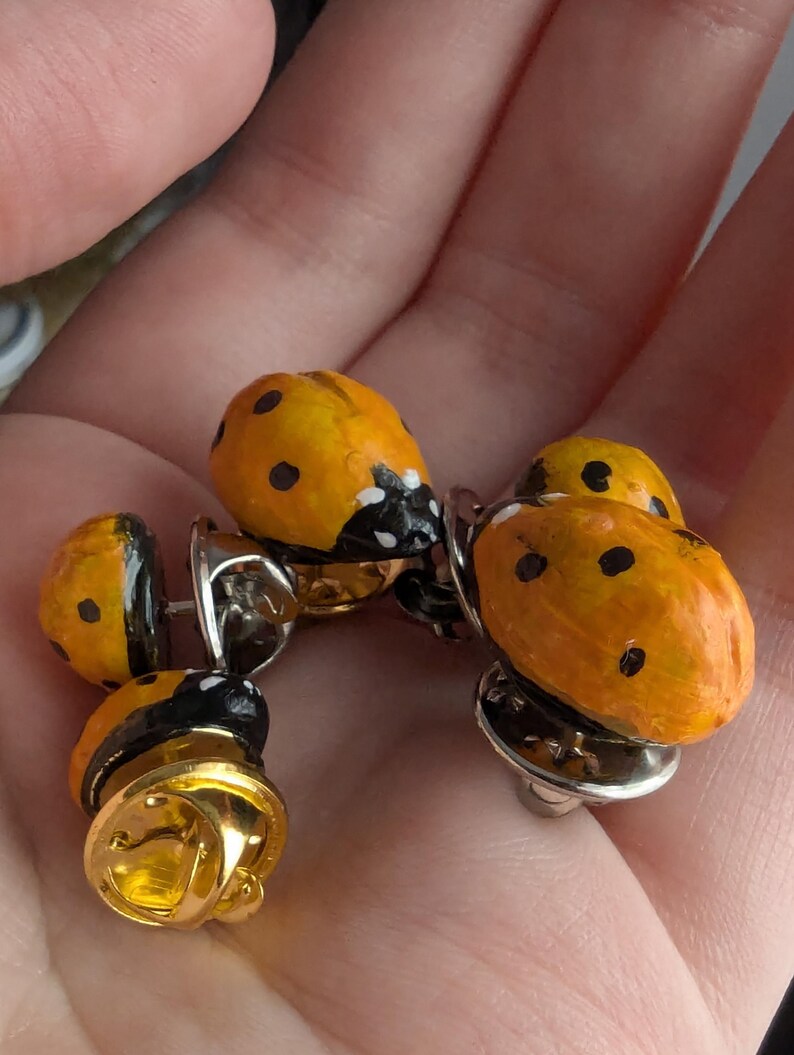 Yellow Coloured Ladybug Pins - Etsy