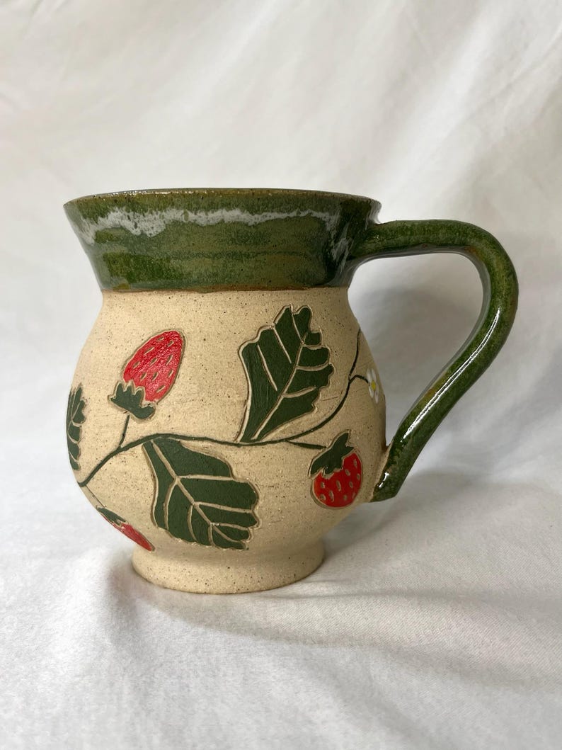 Strawberry Pattern Mug Handmade Ceramic Pottery - Etsy