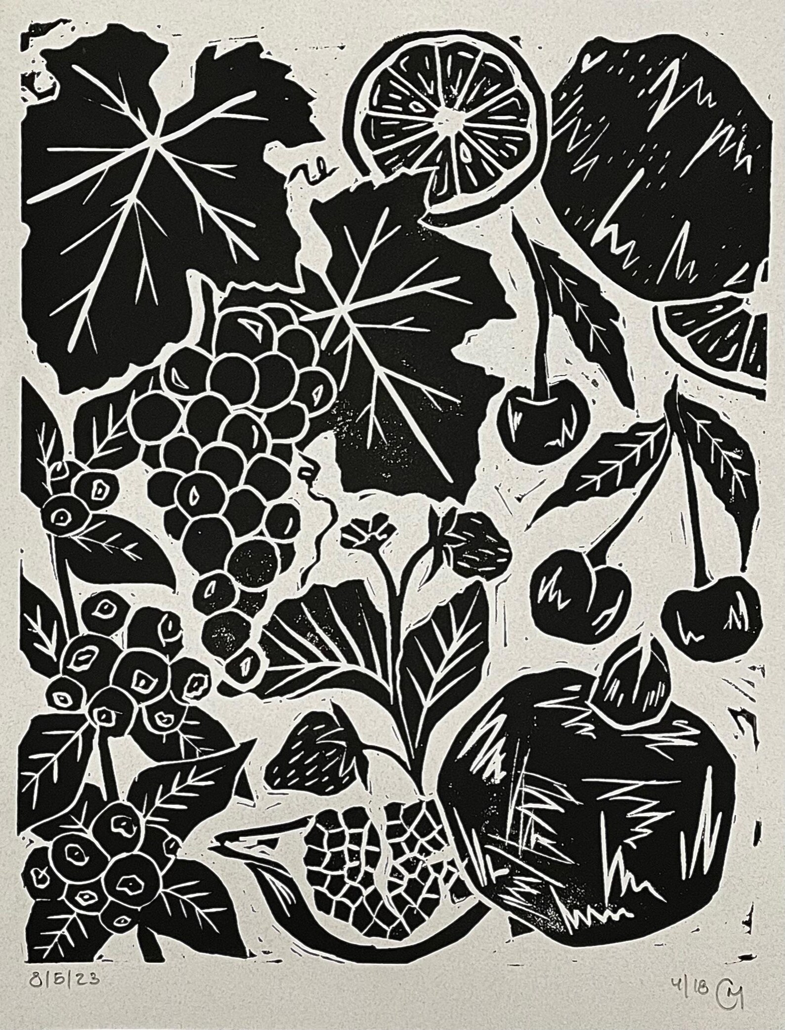 Fruit Linoleum Cut Print - Etsy