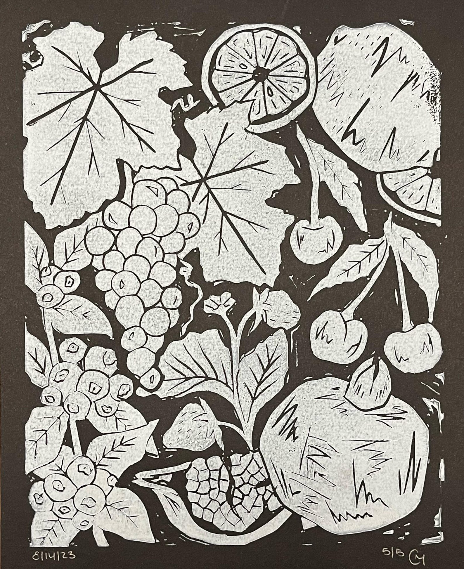 Fruit Linoleum Cut Print - Etsy