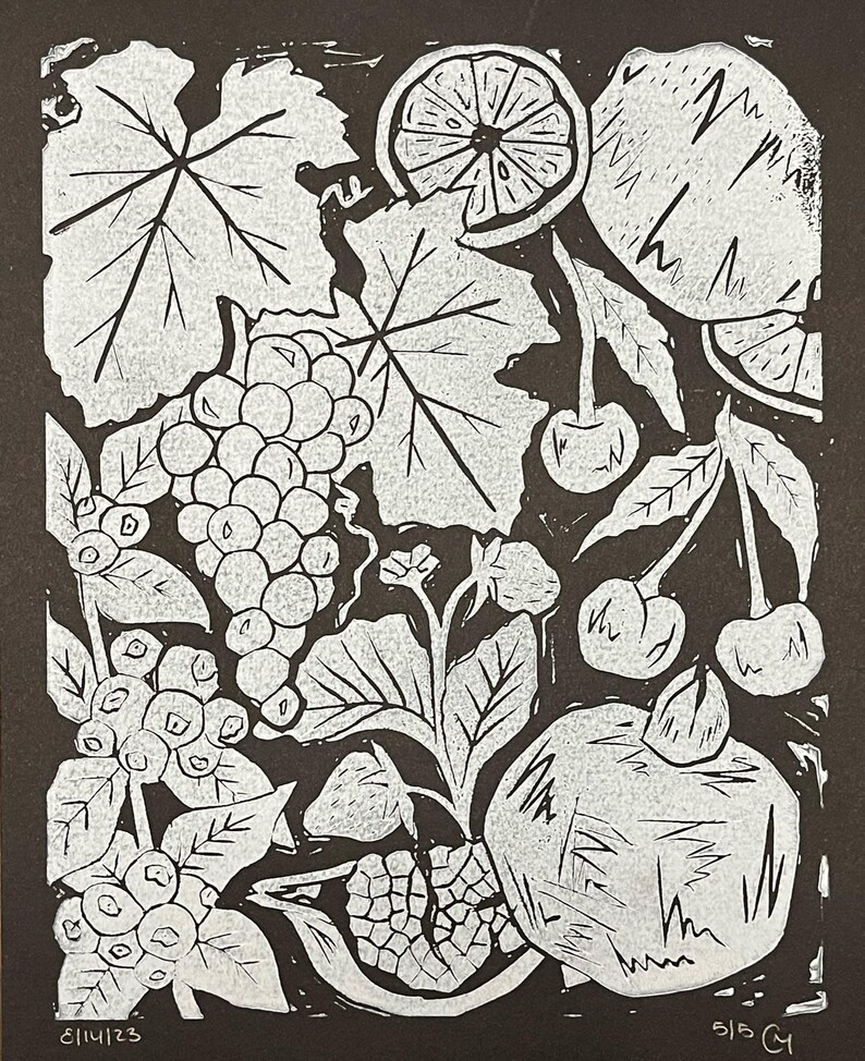 Fruit Linoleum Cut Print - Etsy