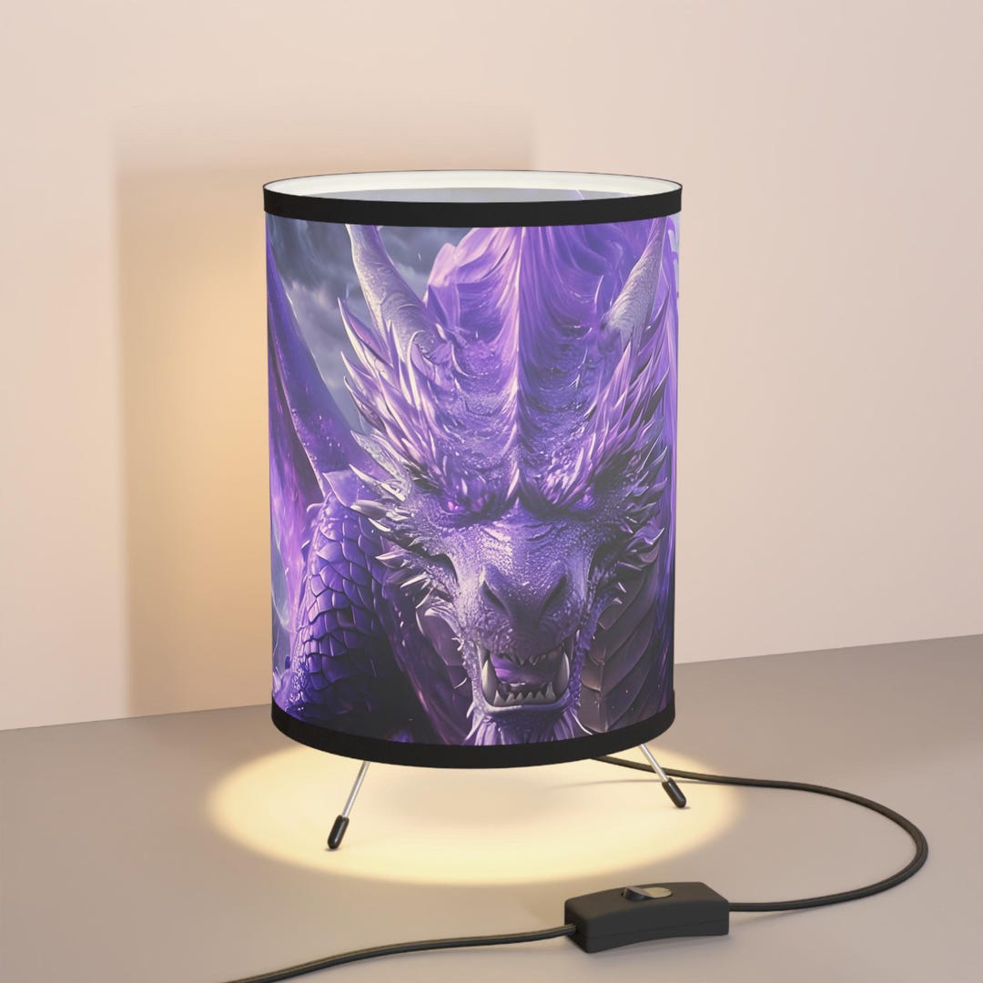 Dragon-themed Tripod Lamp, Fantasy Decor, Home Lighting, Unique Gift ...