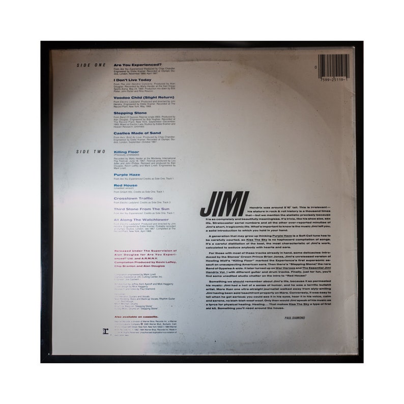 Glittered Jimi Hendrix Kiss The Sky Album Etsy