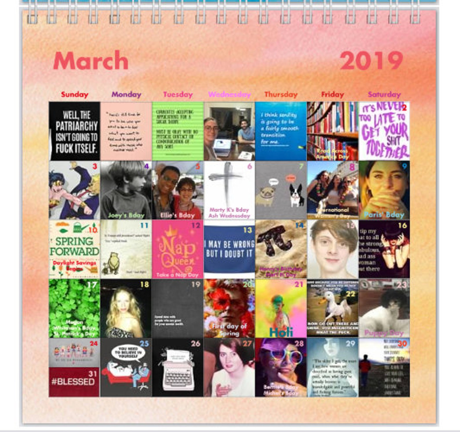 Personalized 2019 Calendar Just for You With You Friends and Family ...