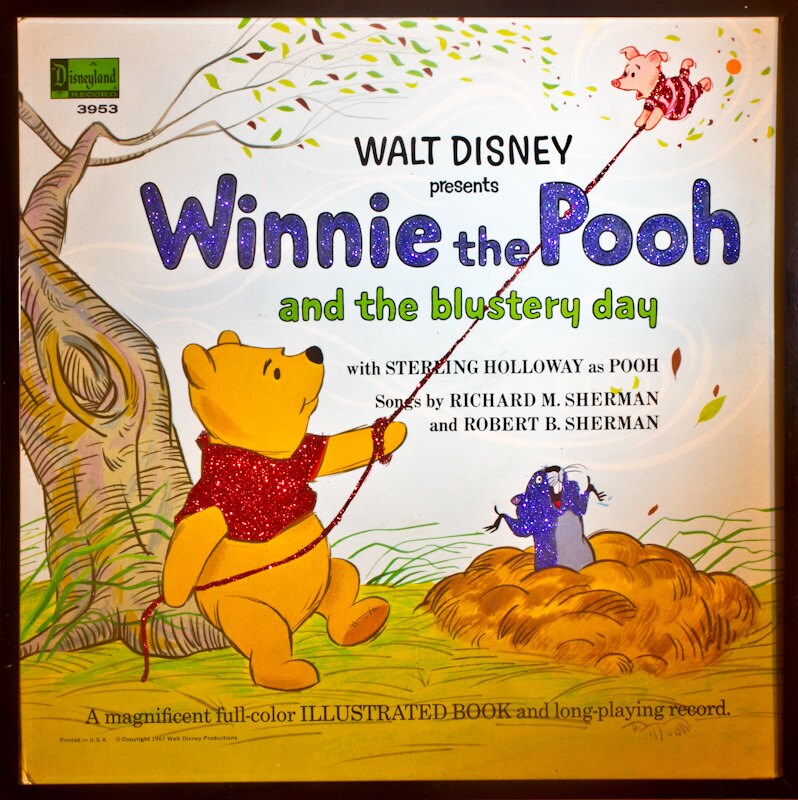 Glittered Winnie the Pooh Disney Album Cover Art - Etsy