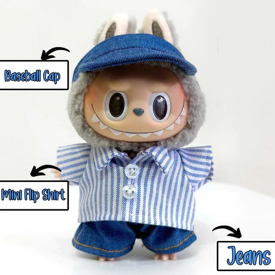 Striped Shirt and Jeans Labubu Outfits, Labubu Protective Case, Perfect ...