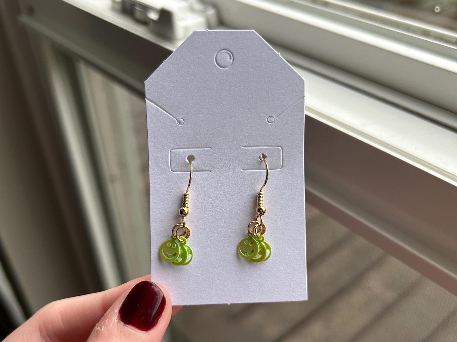 Smiley Face Gold Dangle Earrings - Multiple Colors - Etsy