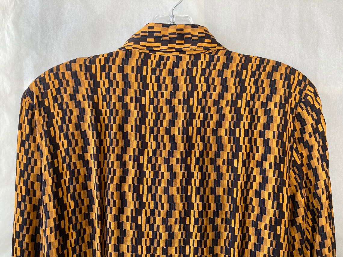 GIANNI 1970s Geometric Tile Blouse Button Down Dress Shirt - Etsy