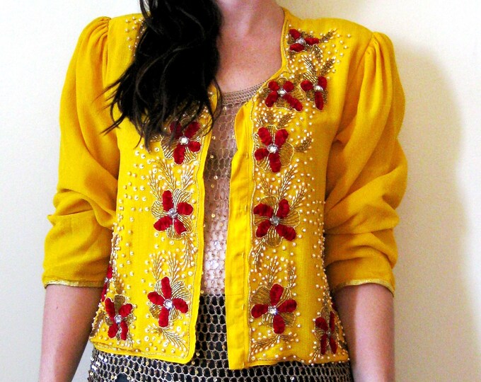 Yellow Beaded Jacket - Etsy