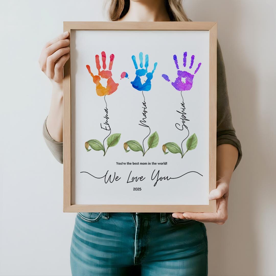 Personalized Mom Handprint Gift for Mothers Day or Birthday, Flower ...