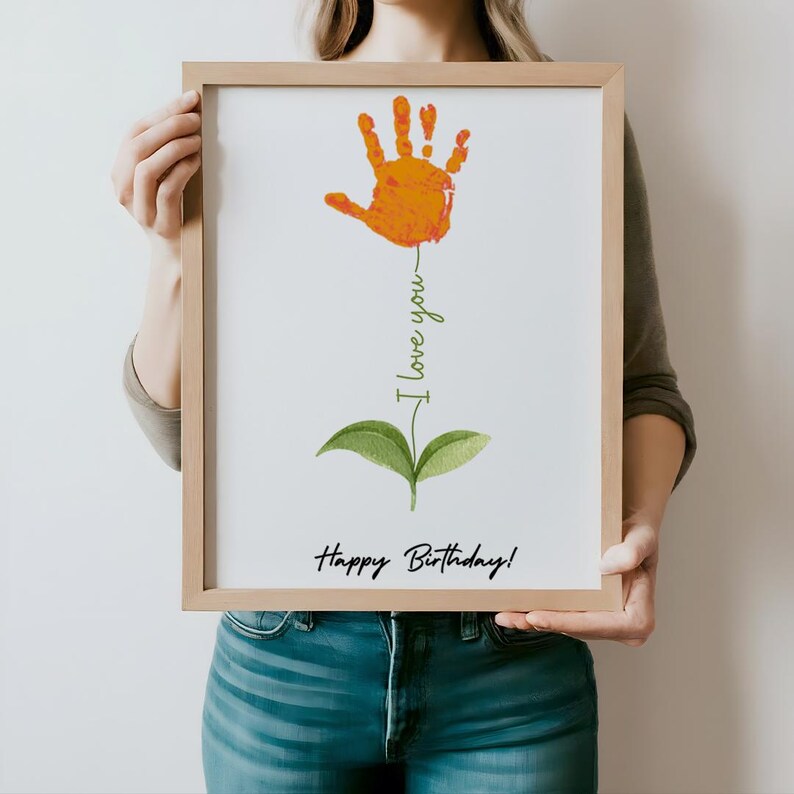Happy Birthday Handprint Art Template, Personalized Birthday Gift From ...
