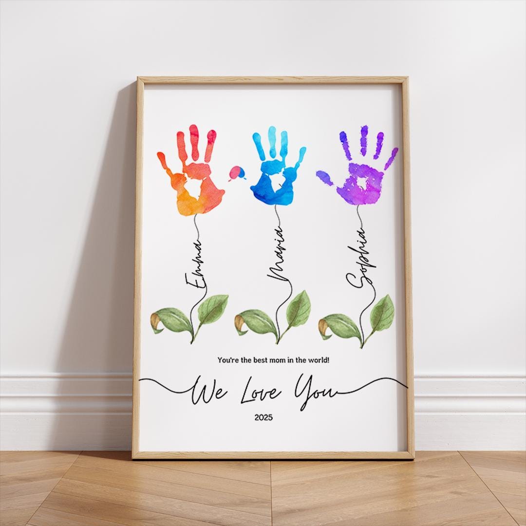 Personalized Mom Handprint Gift for Mothers Day or Birthday, Flower ...