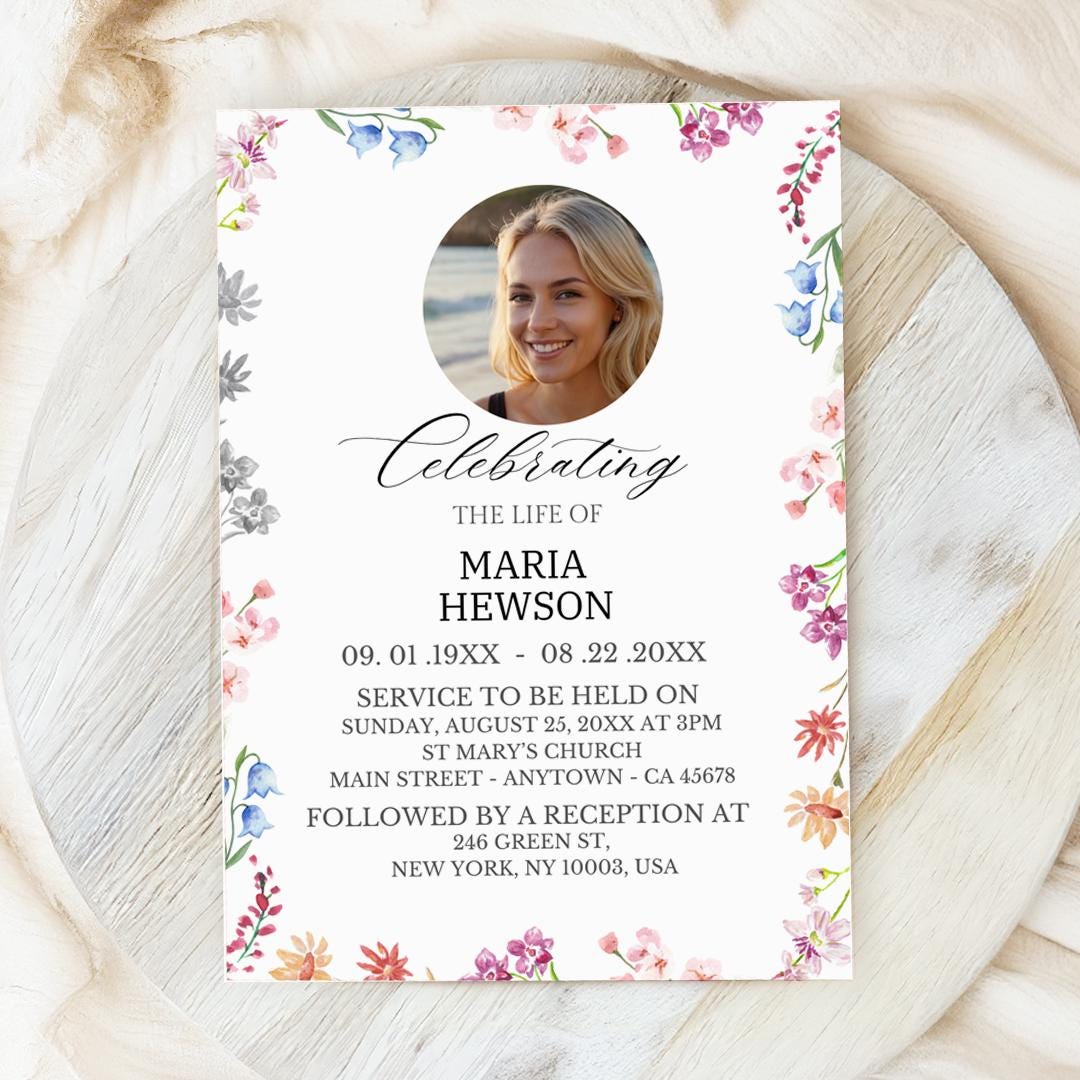 Minimal Funeral Program Template, Double Sided Funeral Program Template ...