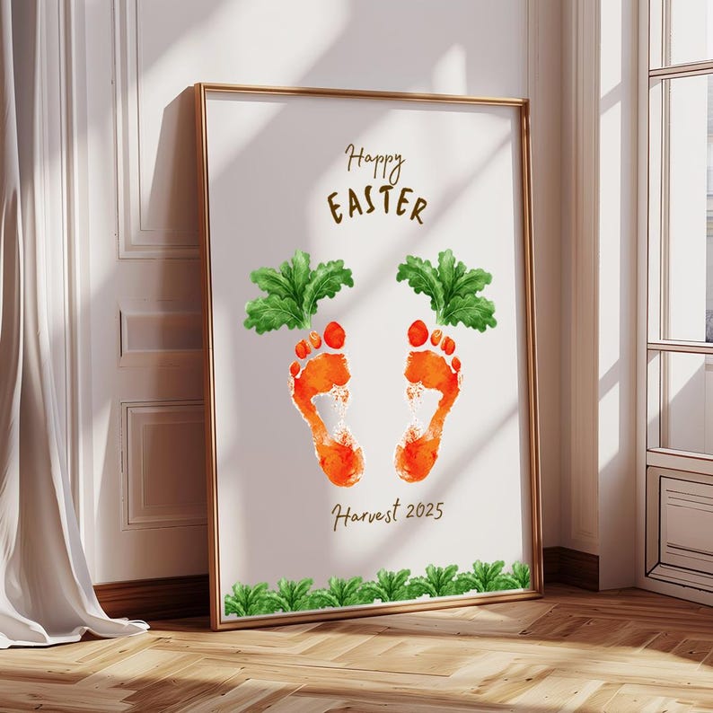 Easter Footprint ART, Printable Easter Bunny Footprint Craft, Crafts ...