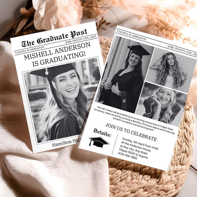 Editable Graduation Newspaper Template, Canva Newspaper Graduation ...
