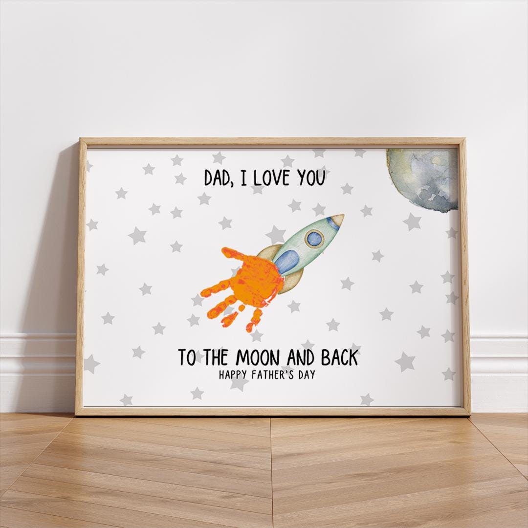 Father's Day Rocket Handprint Craft, Gift for Dad From Kids, I Love You ...