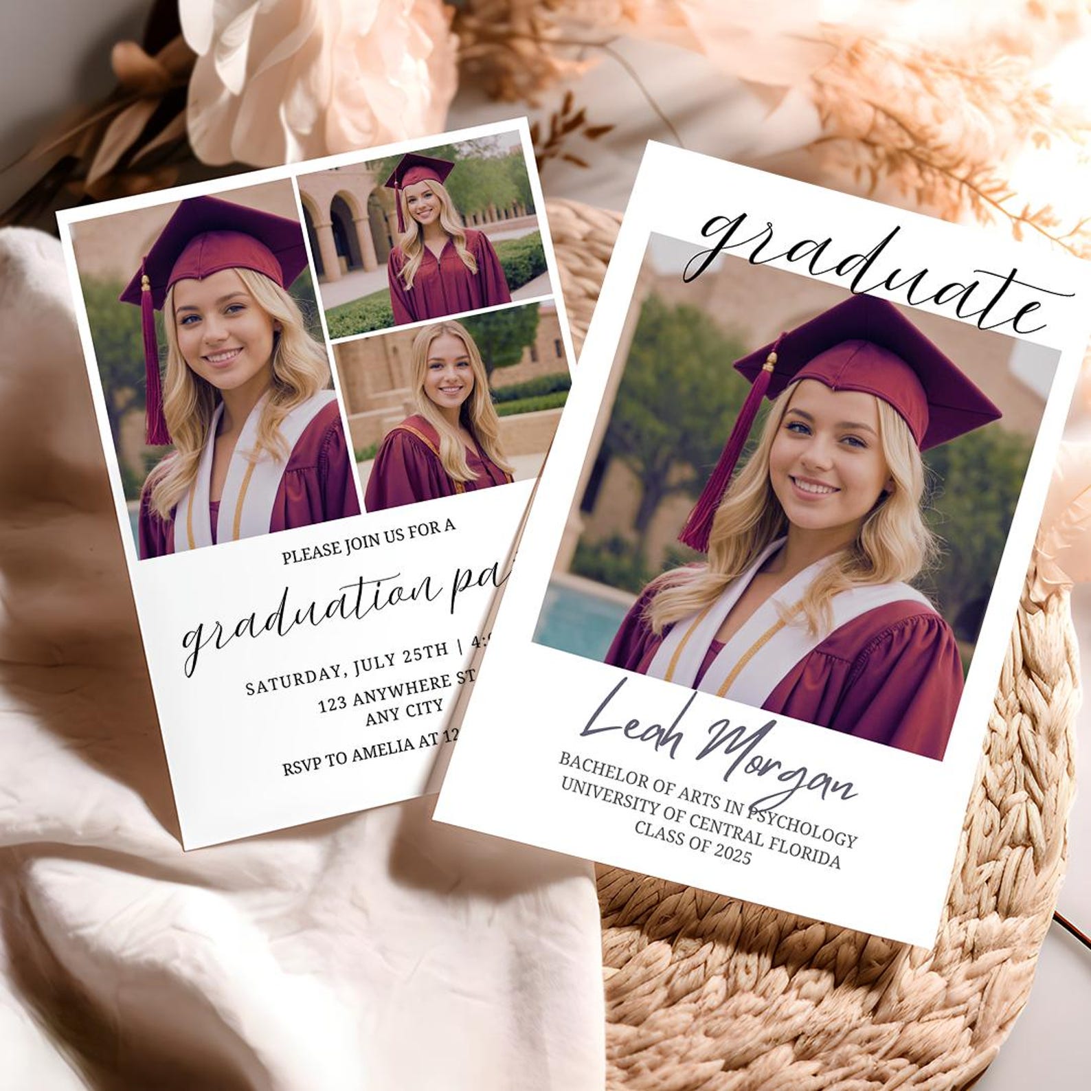 Graduation Invitation 2025 Template, Modern Graduation Announcement ...