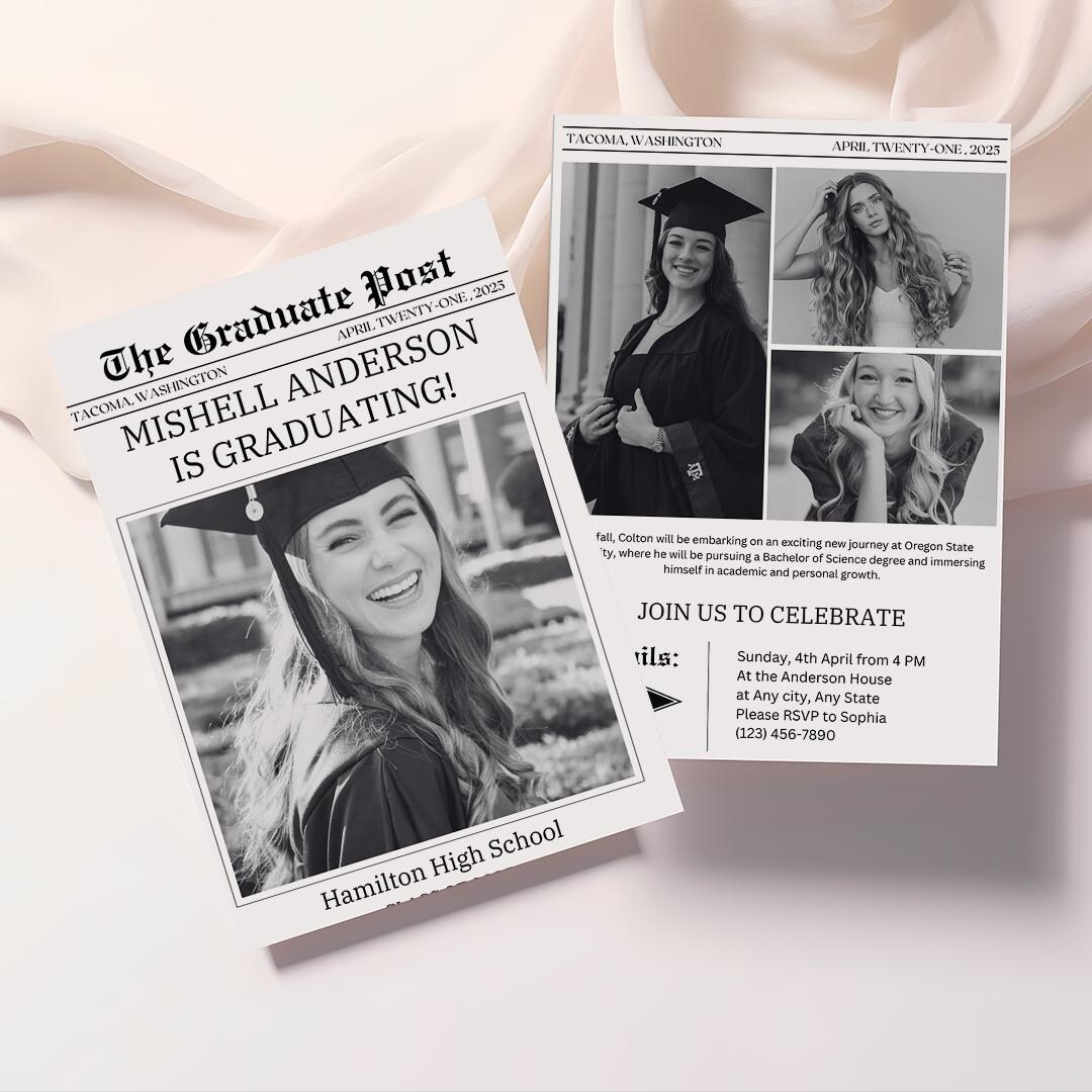 Editable Graduation Newspaper Template, Canva Newspaper Graduation ...